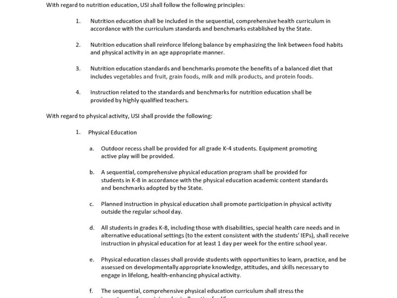 USI Wellness Policy - Vision Academy @ Riverside