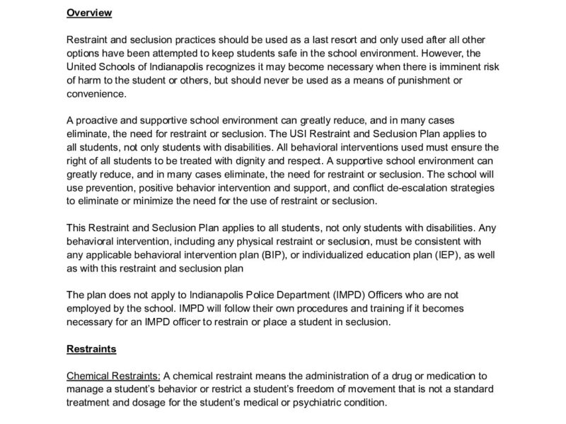USI Restraint & Seclusion Policy Updated_ 2024 - Vision Academy @ Riverside